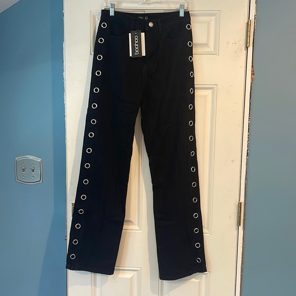 Boohoo | Jeans | Black Eyelet Straight Leg Jeans | Poshmark